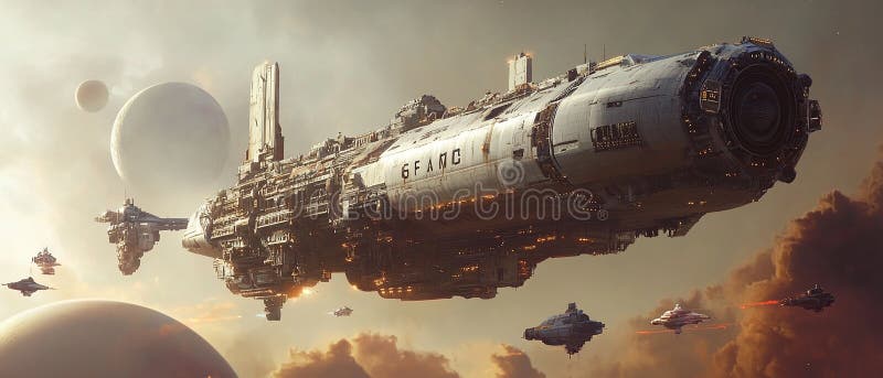 Cargo Ship Docking at Spaceport Stock Illustration - Illustration of ...