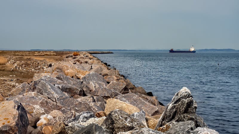 Cargo Ship Entering Port of Call Stock Image - Image of import ...