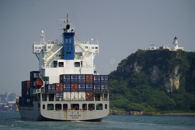 Cargo Ship Entering Port of Kaohsiung Editorial Stock Image - Image of ...