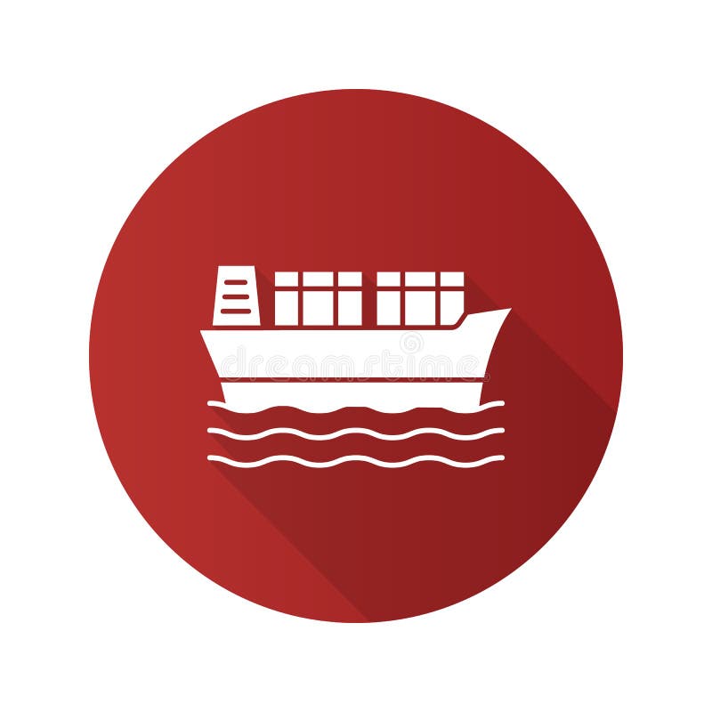 Cargo Ship Flat Design Long Shadow Glyph Icon Stock Vector ...