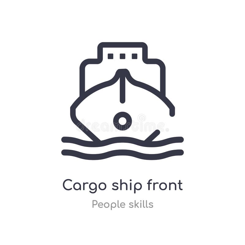 Cargo Ship Front View Outline Icon. Isolated Line Vector Illustration ...