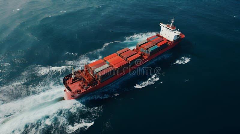 Cargo Ship Full of Containers in the Sea Stock Illustration ... Cargo Ship Full of Containers in the Sea Stock Illustration ...