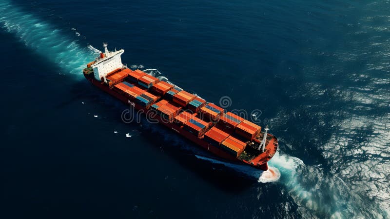 Cargo Ship Full of Containers in the Sea Stock Illustration ... Cargo Ship Full of Containers in the Sea Stock Illustration ...