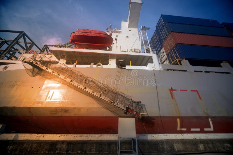 Cargo Ship Full of Shipping Containers. Stock Image - Image of pier ...