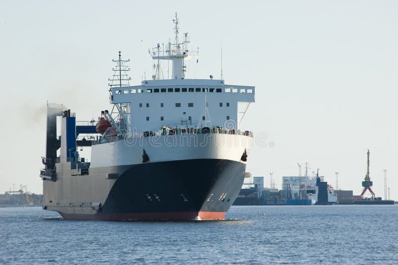 Cargo ship in harbor stock image. Image of company, klaipeda - 9466825