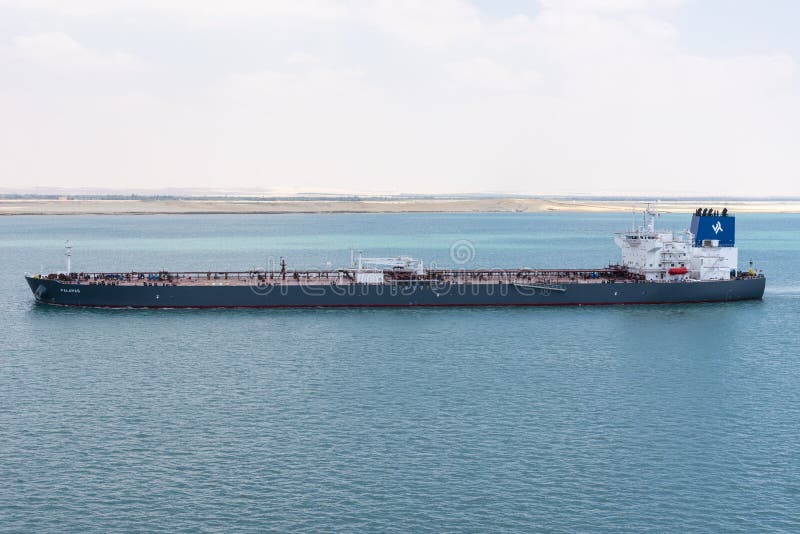 Cargo Ship on Her Way through the Suez Canal. Editorial Stock Photo ...
