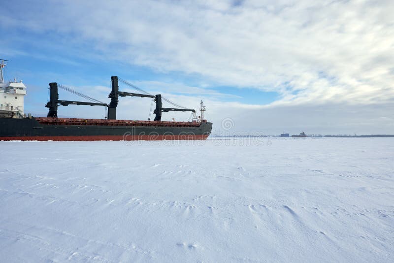 Cargo ship in the ice stock image. Image of norway, break - 141941865