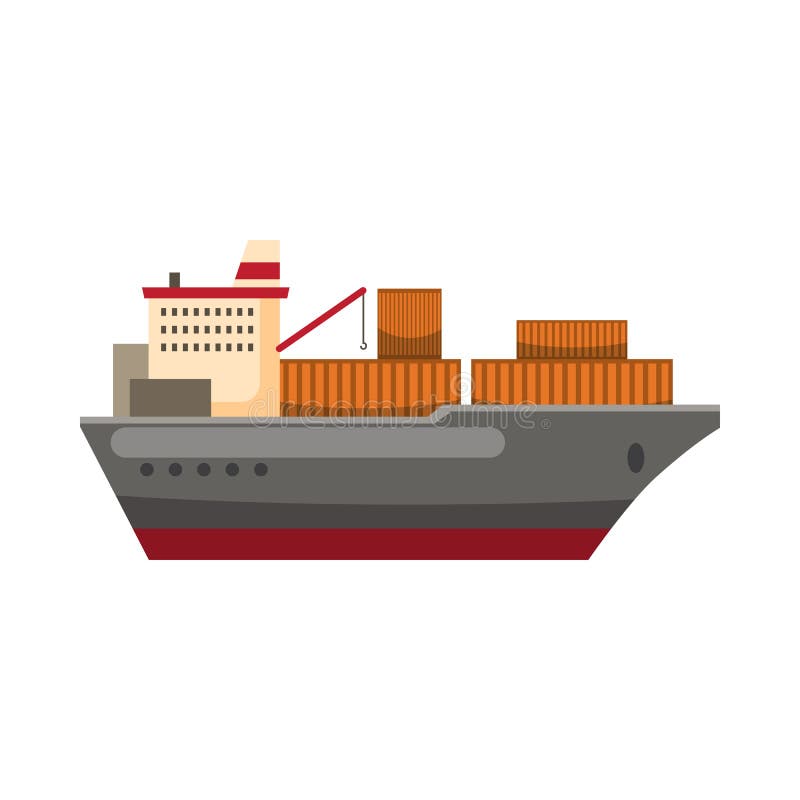 Cargo Ship Icon, Cartoon Style Stock Vector - Illustration of ...