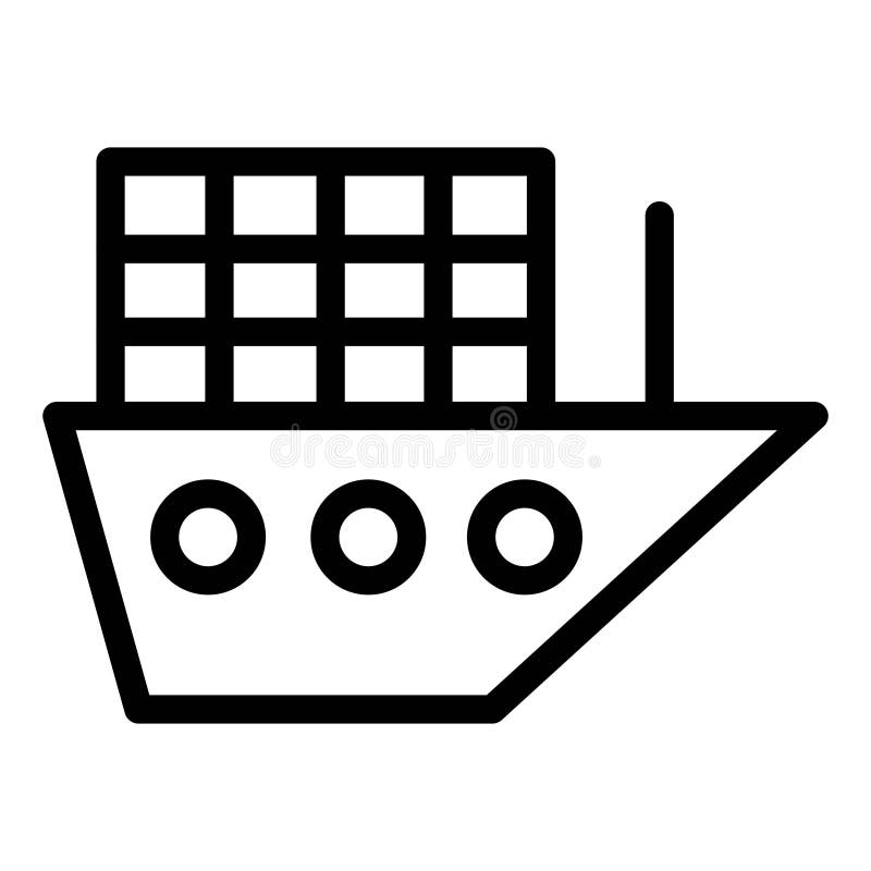 Cargo Ship Icon in Line Style. Transporting Containers Stock Vector ...