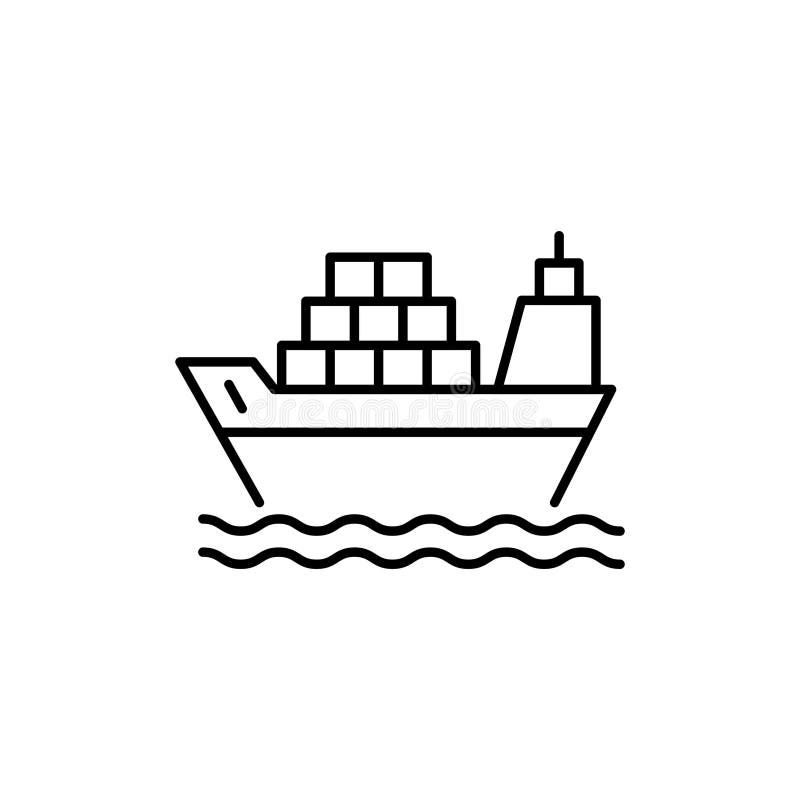 Cargo Ship Icon Set. Sea Freight Vessel Vector Symbol in a Black Filled ...