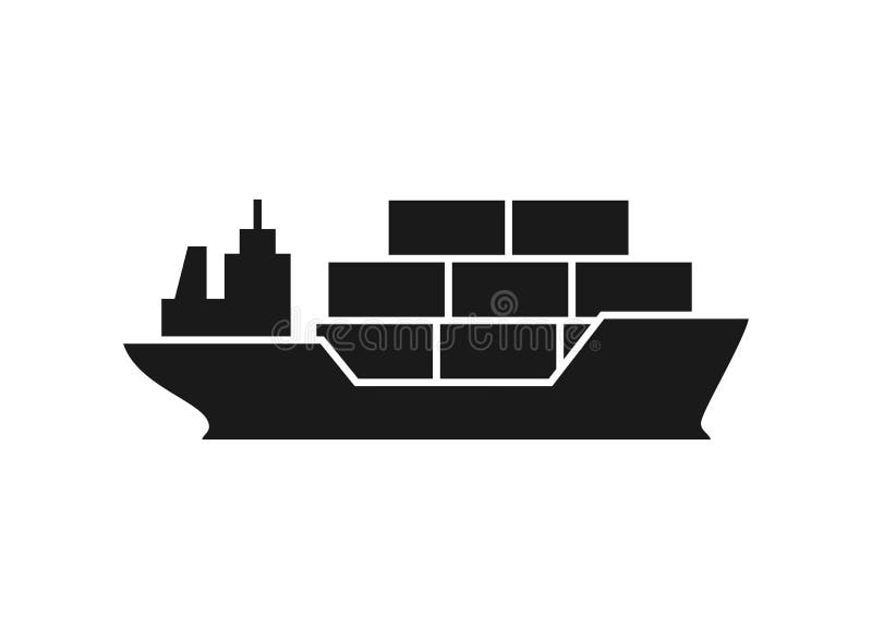 Cargo Ship Icon on a White Background Stock Vector - Illustration of ...