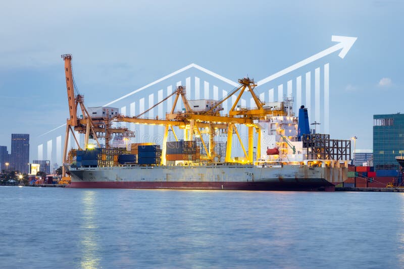 Cargo Ship with Increase Concept. Stock Image - Image of crane ...