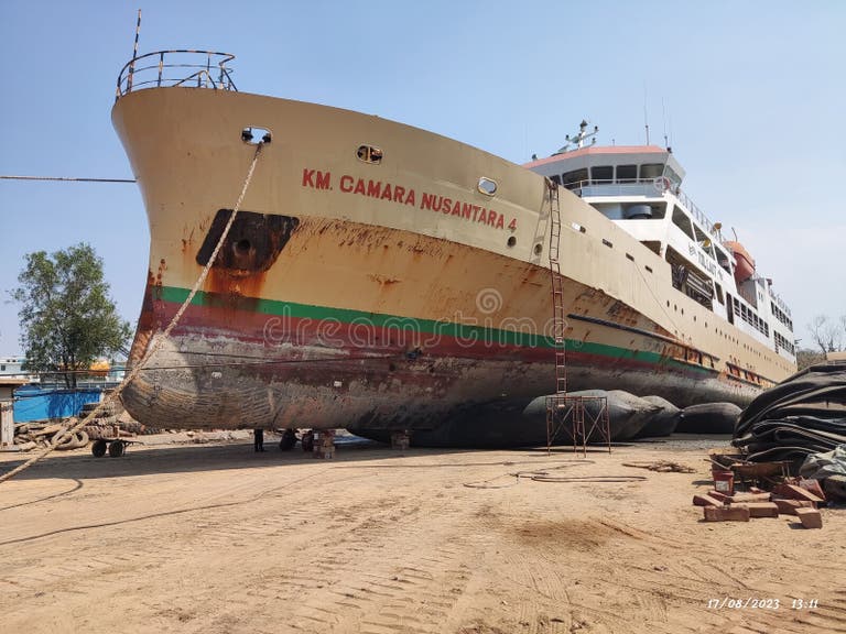 Cargo Ship in Indonesia Docking so Beautiful Editorial Stock Image ...