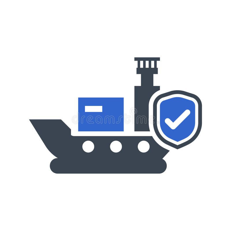 Cargo ship insurance icon stock vector. Illustration of protection ...
