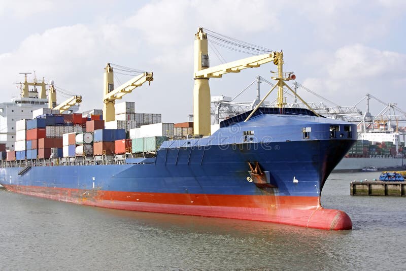 Cargo ship in harbor stock image. Image of haven, aarhus - 9466787