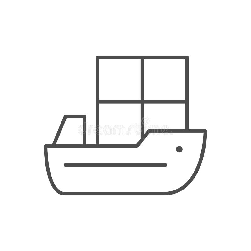 Cargo Ship Line Outline Icon Stock Vector - Illustration of shipment ...