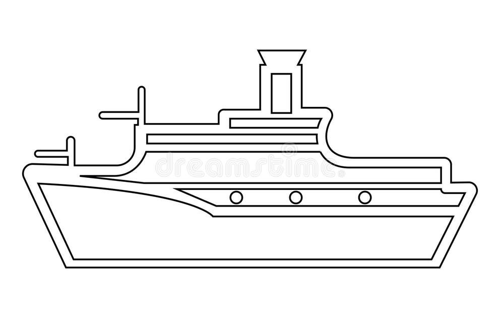 Cargo Ship Line Vector Illustration,Military Ship Outline Vector Stock ...