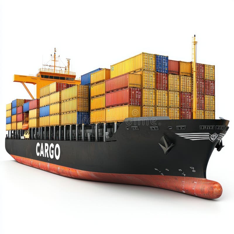 Large Container Ship Docking in the Port. Stock Illustration ...