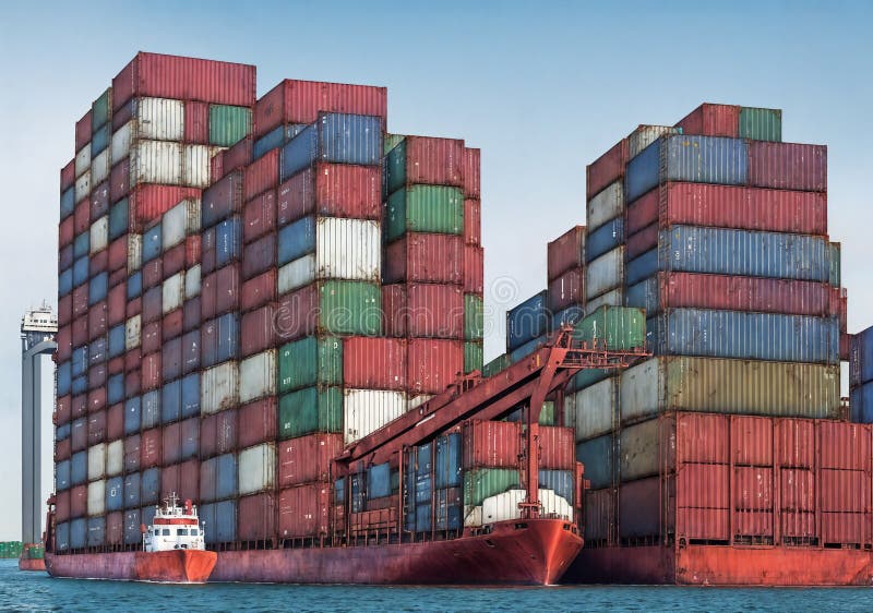 Cargo Ship Loaded with Containers at the Container Terminal Stock ...