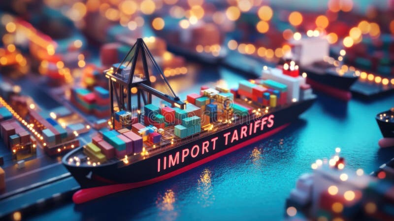Cargo Ship Loaded with Containers Highlighting Import Tariffs at a ...