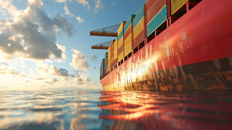 A Cargo Ship Loaded with Containers at a Port, Symbolizing Large-scale ...