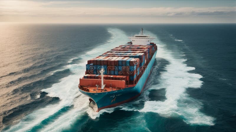 A Cargo Ship Loaded with Containers Sails the Ocean. Generative AI ...