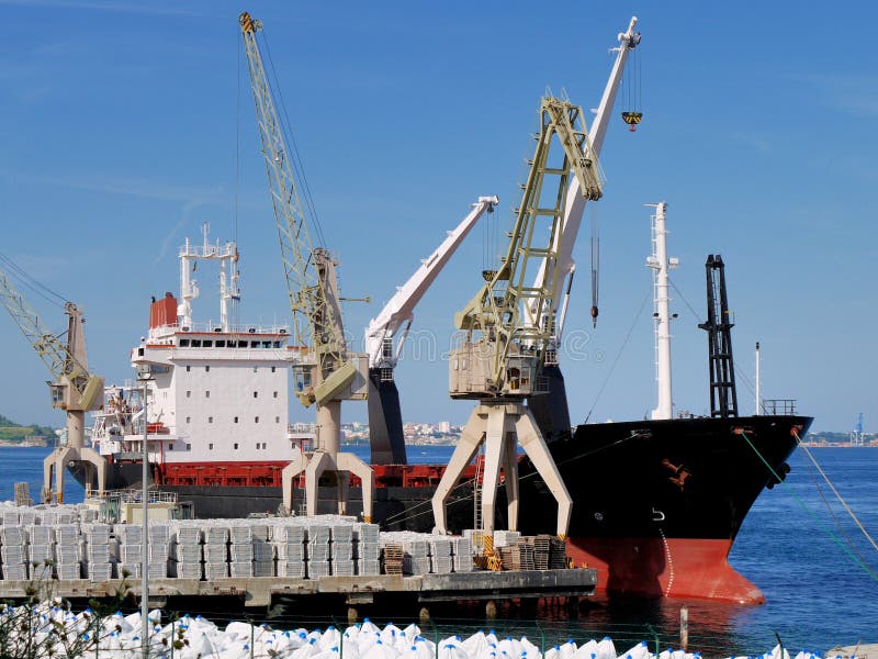 Cargo Ship Loading at Quayside. Stock Image - Image of container ...