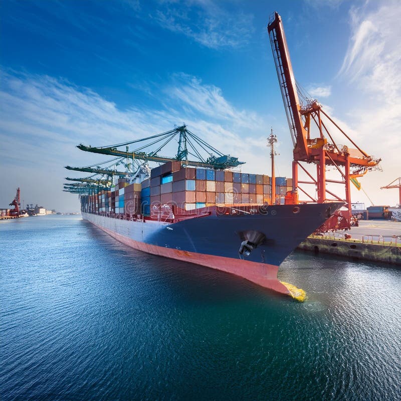 Cargo Ship Loading, AI Generated Stock Illustration - Illustration of ...