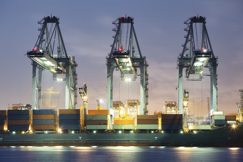 Cargo Ship Loading Cargo Container with Crane at Port Stock Image ... Cargo Ship Loading Cargo Container with Crane at Port Stock Image ...