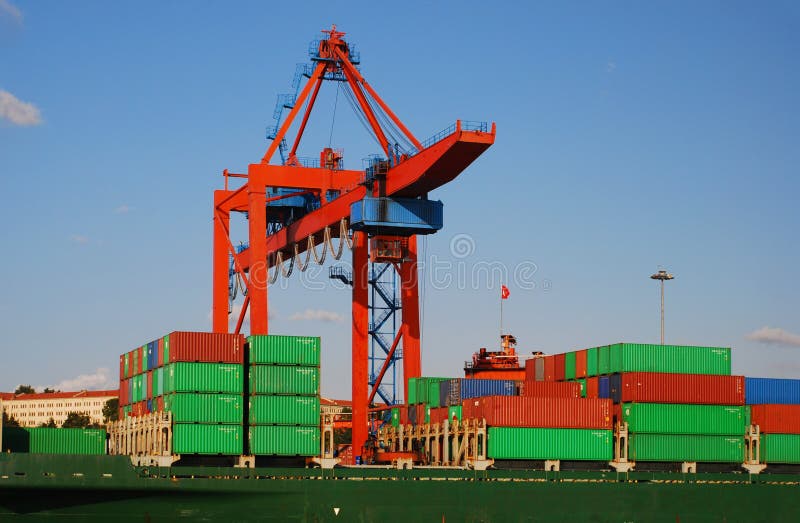 Crane Lifting Cargo Container Stock Photo - Image of navigate, shipping ...