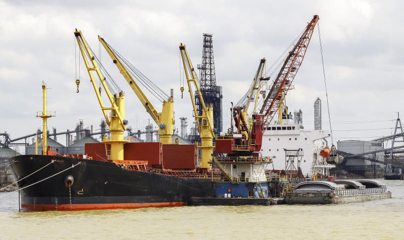 Cargo Ship Loading in the Port. Stock Image - Image of ferry, heavy ...
