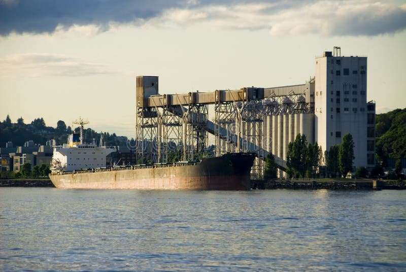 Cargo Ship at the Loading Silo Stock Photo - Image of silo, tanker: 2651034