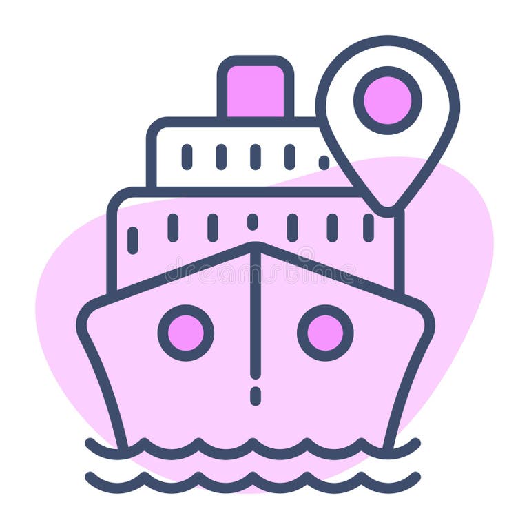 Cargo Ship with Location Pin, Vector of Cargo Ship Location Stock ...