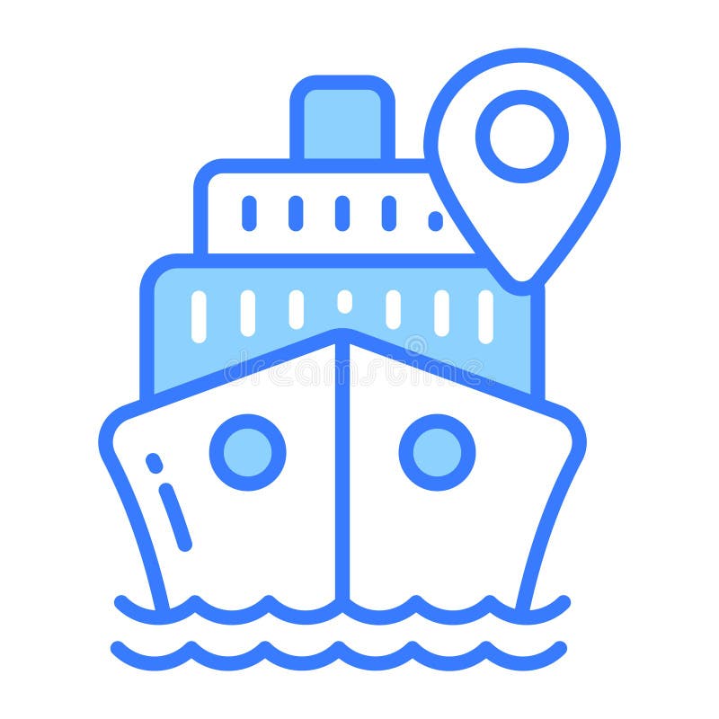 Cargo Ship with Location Pin, Vector of Cargo Ship Location Stock ...