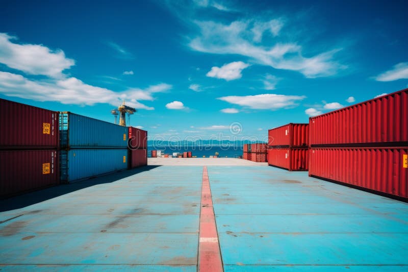 Cargo Ship Logistics. Import Export Container Box on Sea ...