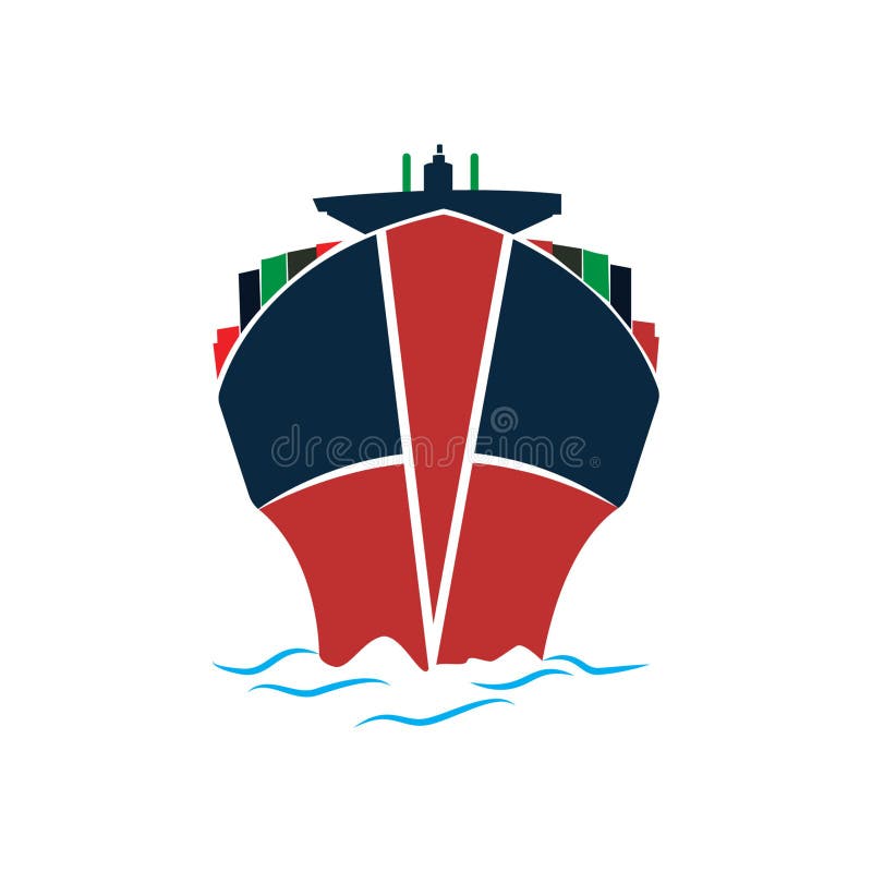 Cargo Ship Logo Design Template. Big Ship with Goods. Stock Vector ...