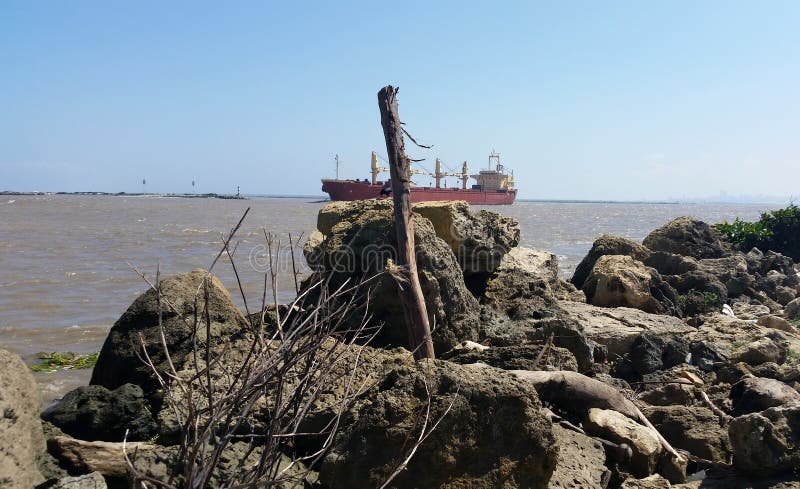Cargo Ship on Magdalena River Colombia Stock Photo - Image of rural ...