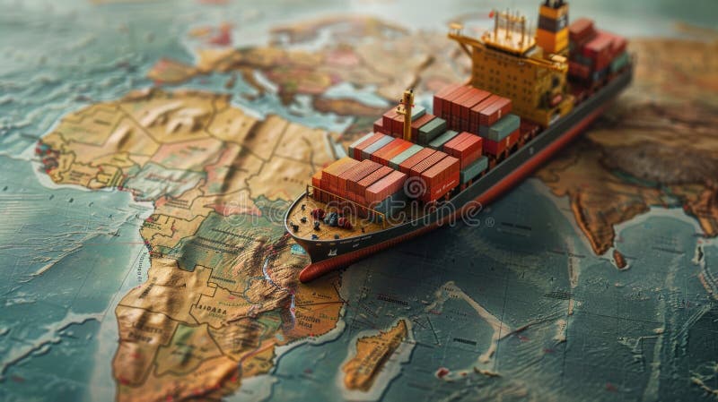 Cargo Ship Map stock image. Image of vessel, commerce - 374967717