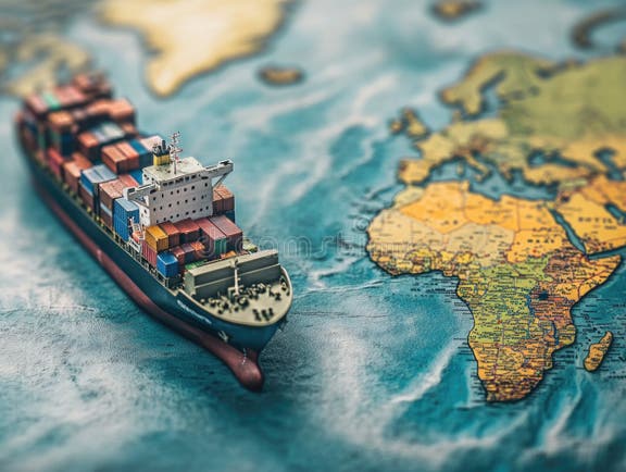 Cargo Ship Map stock photo. Image of fleet, route, freight - 388049244