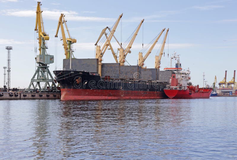 Cargo Ship Moored at the Pier Stock Photo - Image of container ...