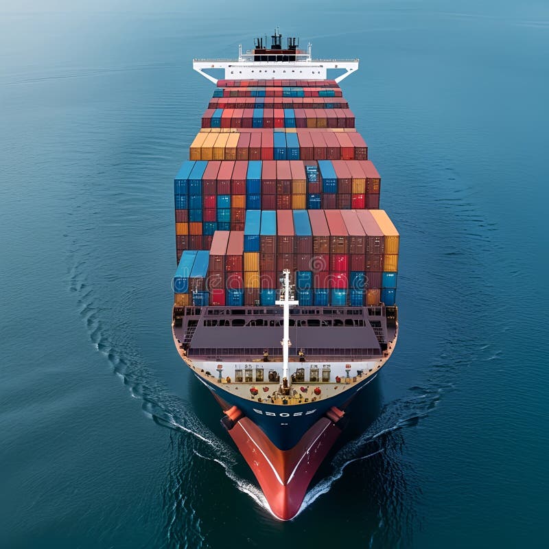Cargo Ship Navigating Calm Waters with Containers Stock Image - Image ...