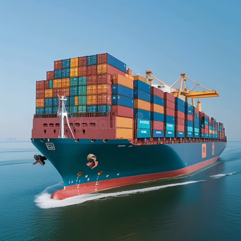 Cargo Ship Navigating Calm Waters with Containers Stock Photo - Image ...