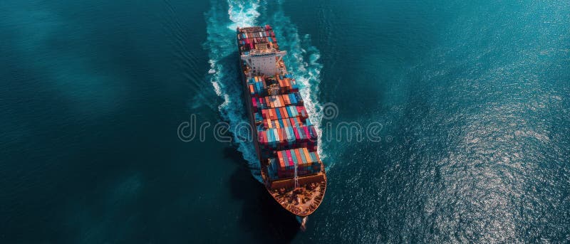 The Cargo Ship Navigating through Deep Blue Ocean Waters in a Stunning ...