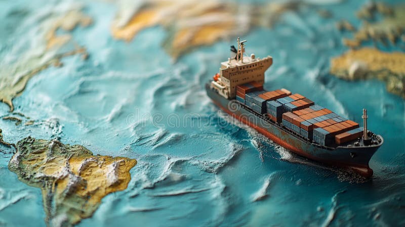 Cargo Ship Navigating through Ocean Waters while Approaching Land ...