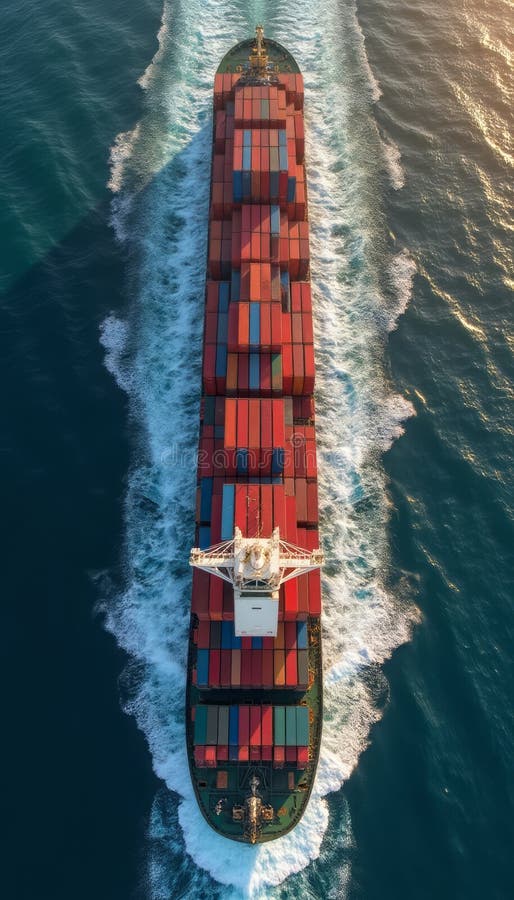 Cargo Ship Navigating through Open Ocean Stock Photo - Image of trade ...