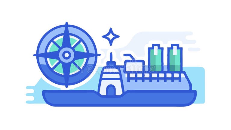 Cargo Ship Navigation, Maritime Logistics Guidance, Vector Design ...