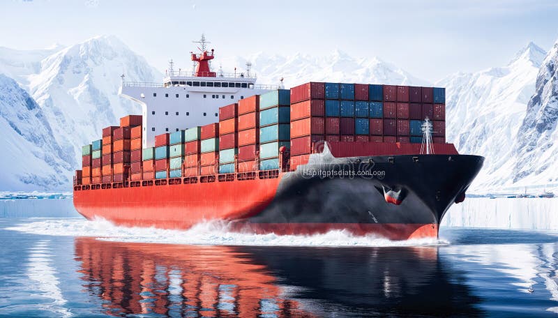 Cargo Ship in the Ocean. Freight Transportation and Logistics Stock ...