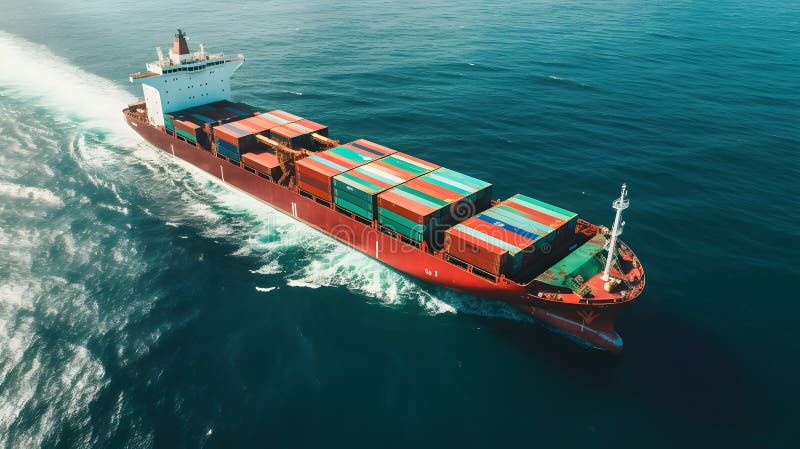 Cargo Ship in the Ocean. Neural Network AI Generated Stock Illustration ...