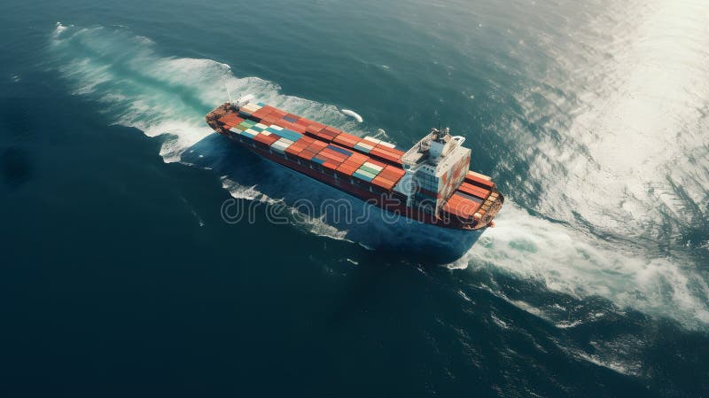 Cargo Ship in the Ocean. Neural Network AI Generated Stock Image ...