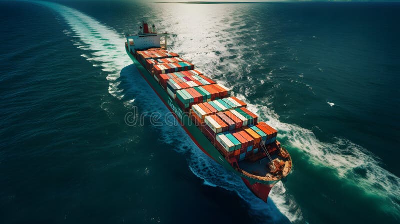 Cargo Ship in the Ocean. Neural Network AI Generated Stock Photo ...